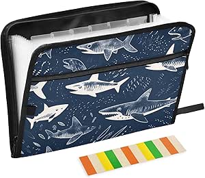 Amazon.com : Sharks-2735 Expanding File Folder, 13 Pockets Accordion ...