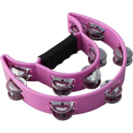 Amazon.com: Half Moon Musical Tambourine Double Row Metal Jingles Hand ...
