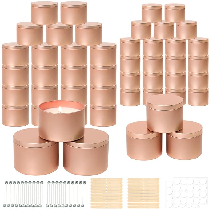 Amazon.com: SUPMIND 48 Pack Candle Tins - 24pcs 8oz + 24pcs 4oz Rose ...