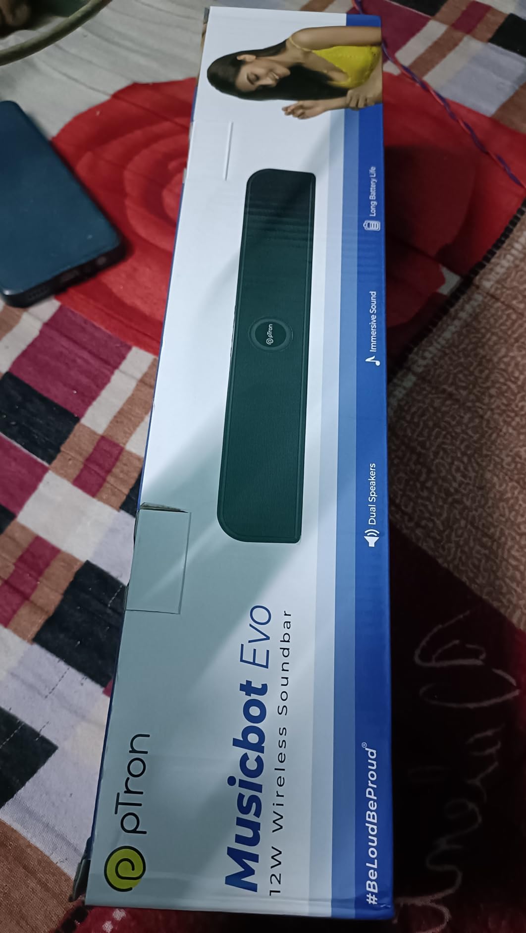 pTron Musicbot Evo 12W Bluetooth Soundbar Speaker 5.0, 10Hrs Playback, Stereo for Phone/TV ...