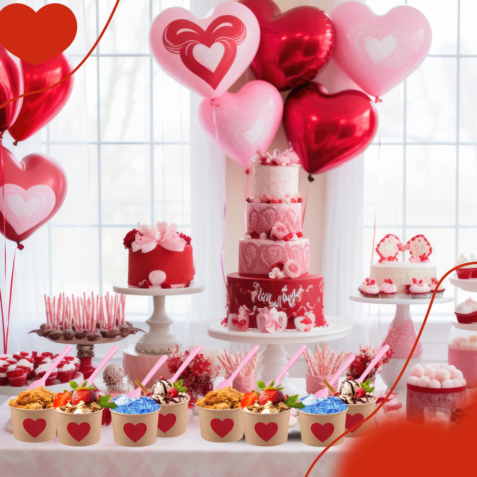 Snapklik.com : SiliFine 100 Pcs 9 Oz Valentines Paper Cups Ice Cream ...