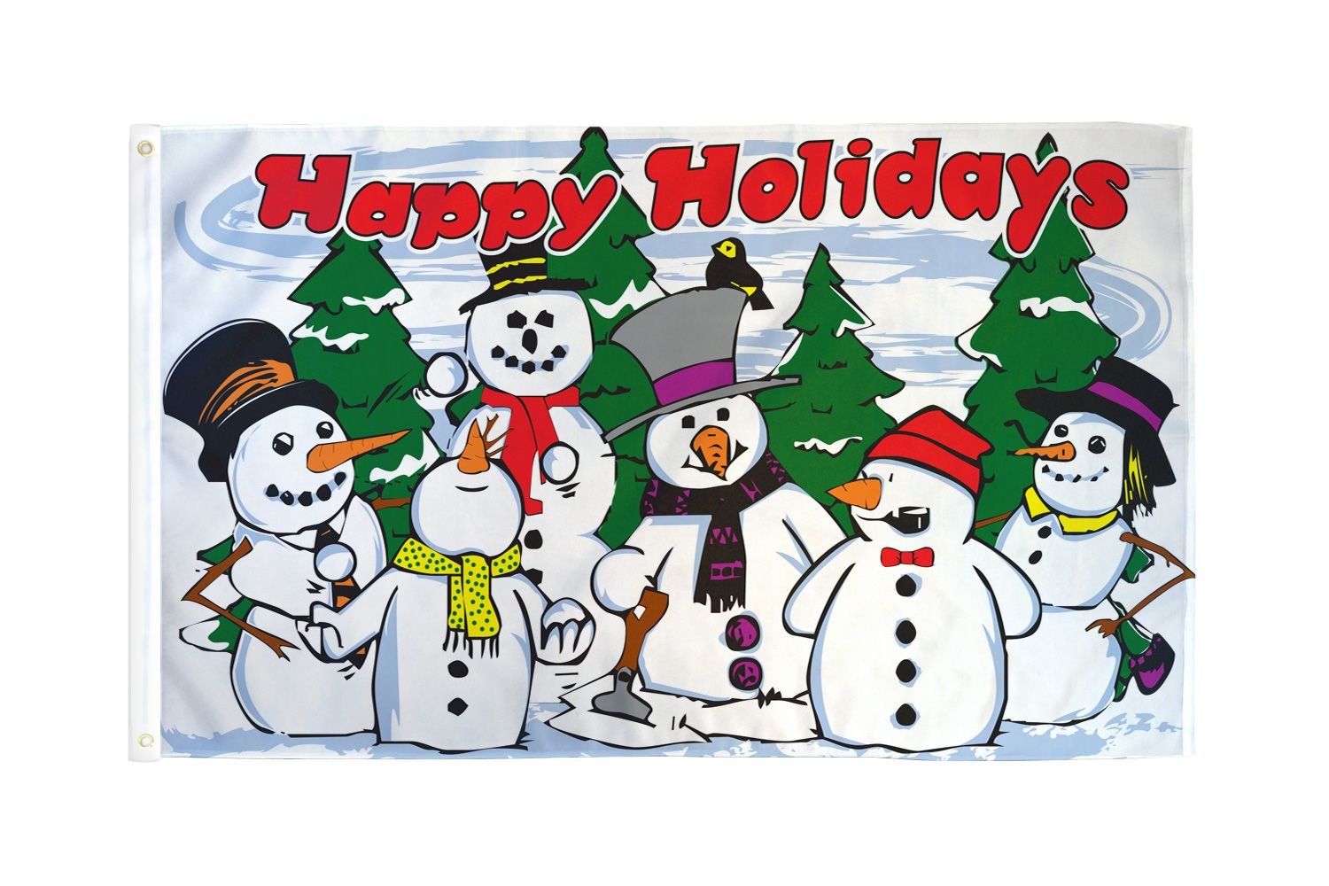 Amazon.com : AZ FLAG - Happy Holidays Snowmen Flag - 3x5 Ft - 100D ...