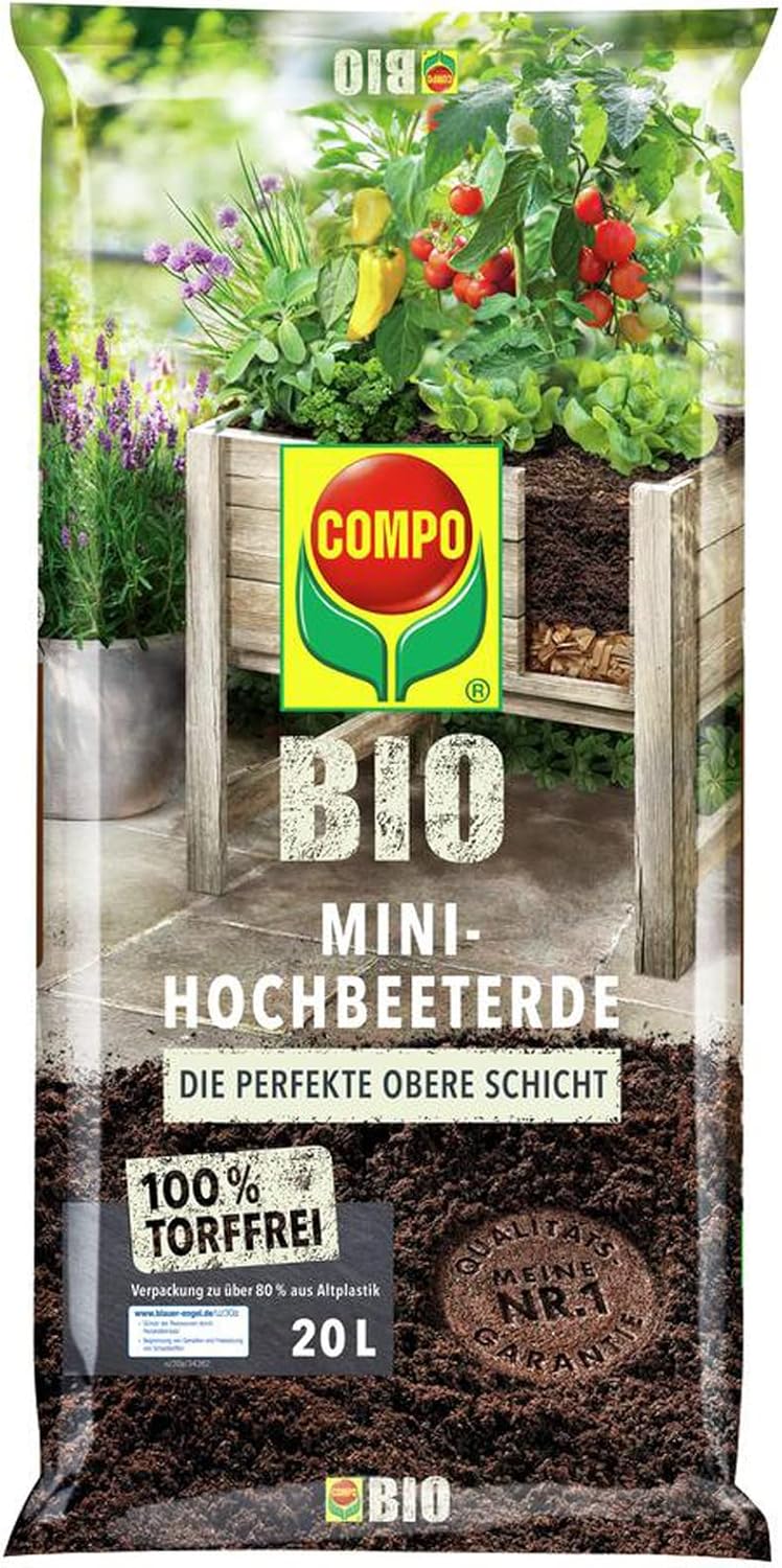 COMPO BIO Mini-Hochbeeterde, Ideal als obere Schicht im Mini-Hochbeet ...