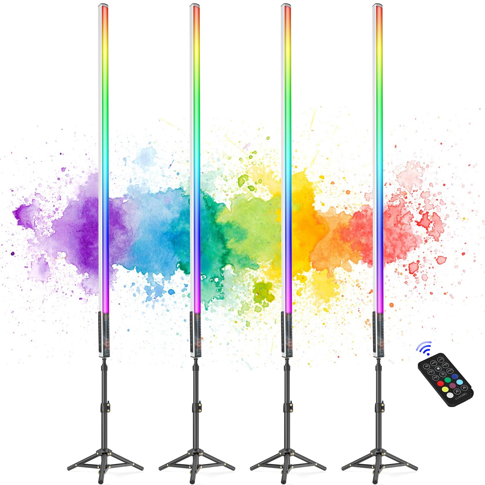 LUXCEO 4 Stück 120cm LED Video Lichtstab Mood1 Mit ausziehbarem Stativ ...