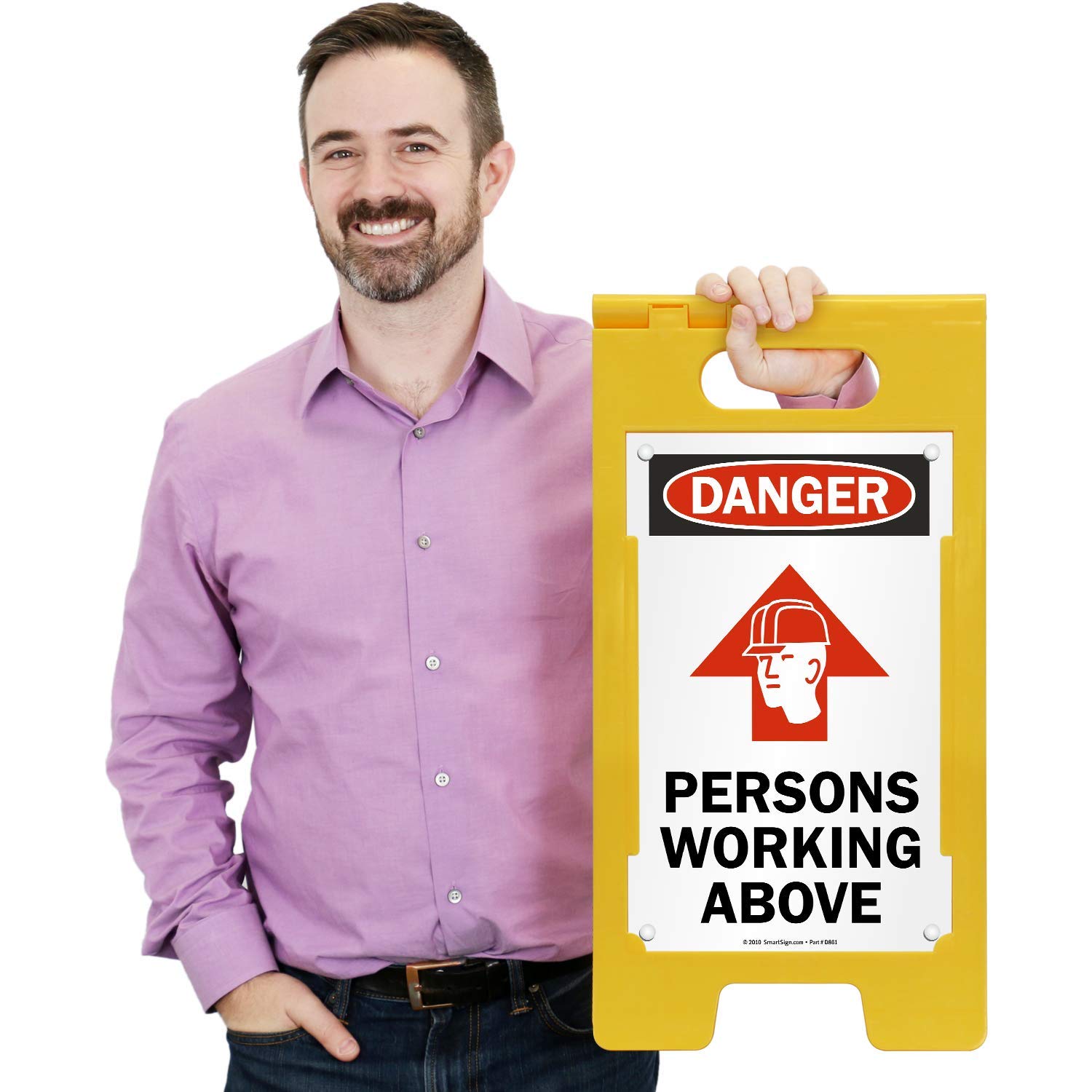 SmartSign "Persons Working Above" Folding Floor Sign | 25" x 12" Plastic
