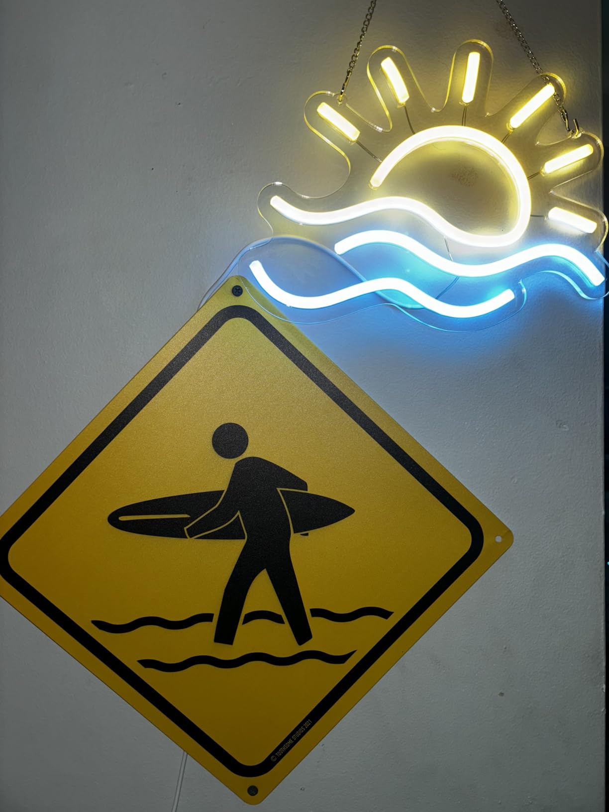 Amazon.com: Surfer Crossing 12" x 12" Tin Road Sign Beach Home Bar Hang ...