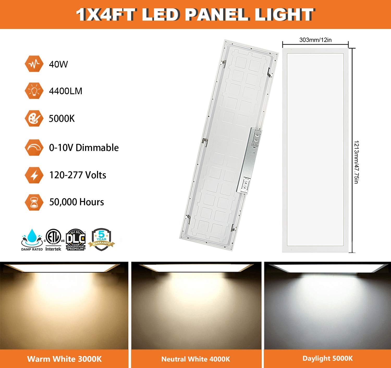 1X4 LED Flat Panel Light 5000K Daylight, 4-Pack 40W Philippines | Ubuy