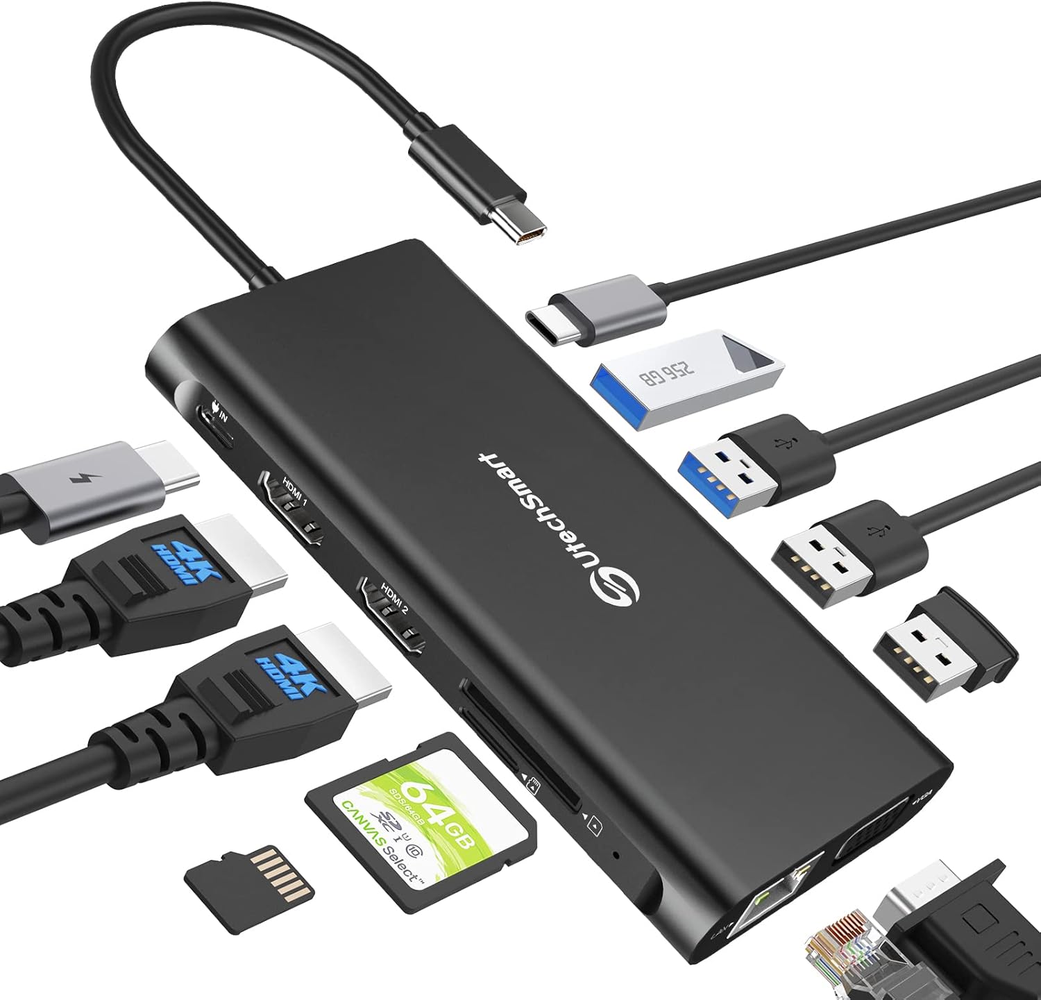 Amazon.com: Docking Station, UtechSmart 12 in 1 Full Quadruple Display ...