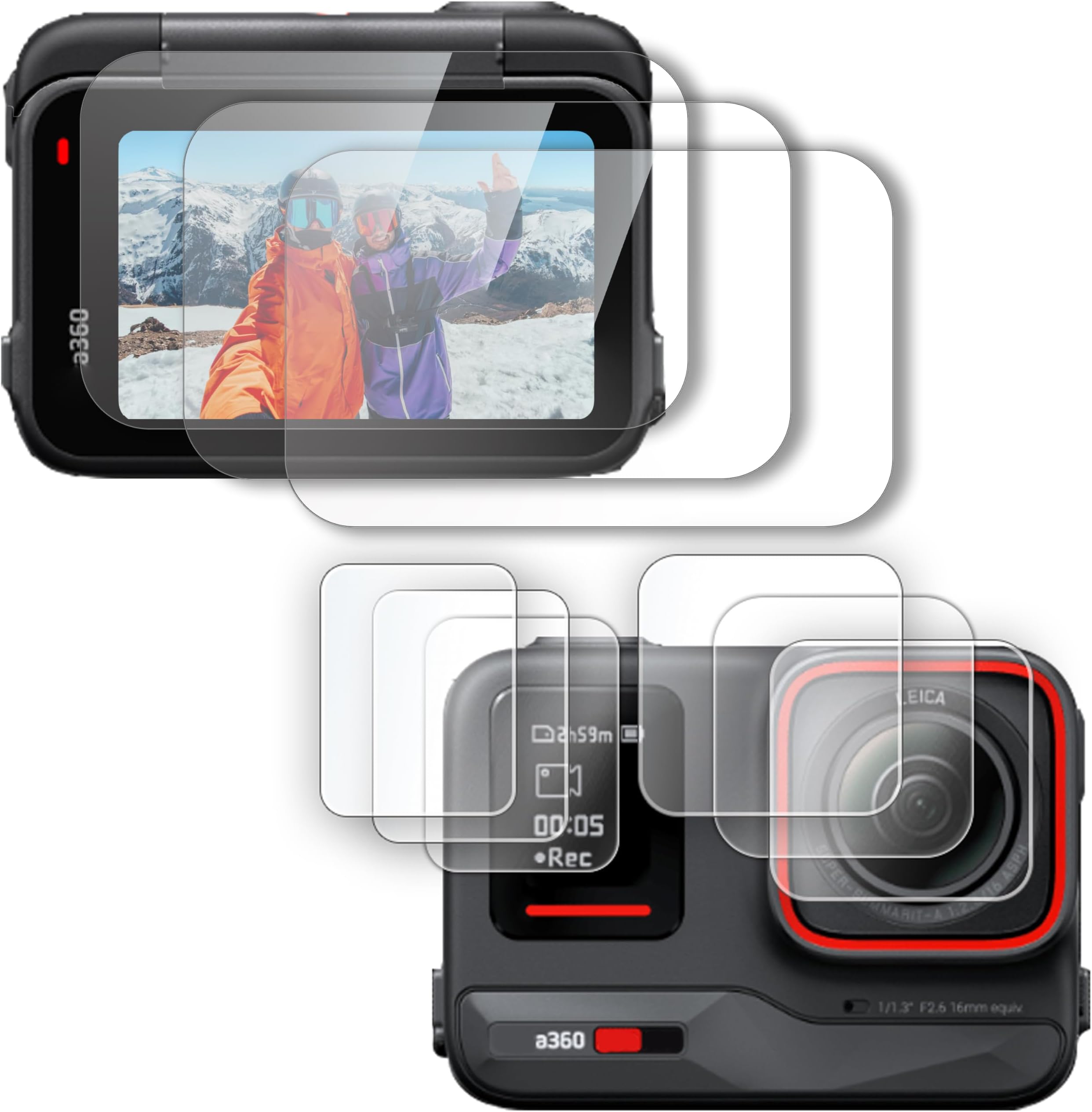 【For Insta360 Ace Pro】2+2+2 Pack Glass Screen Protector+Lens Protector ...