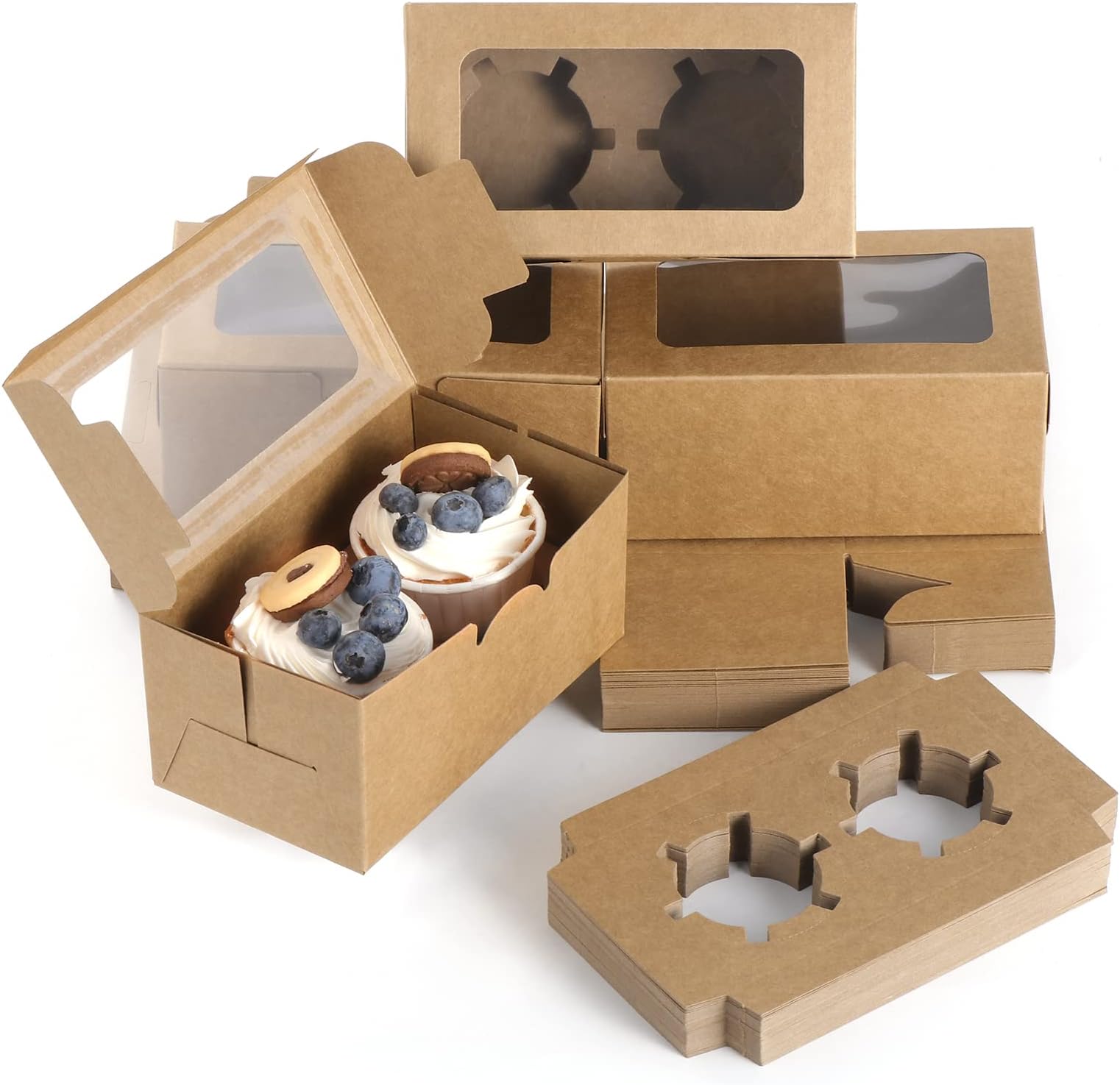 WOPPLXY 24PCS Kraft Box with Window - 8.7x6x2.7inch Cookie Box Brownie ...