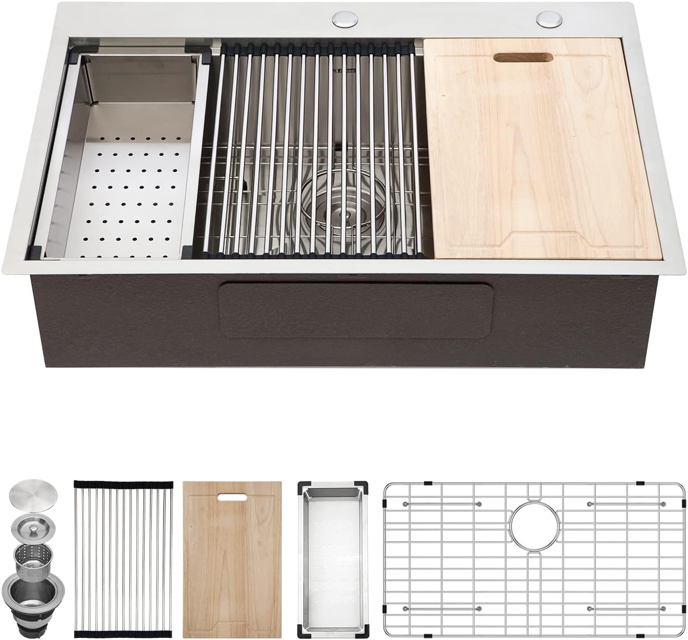 Talllor 25 Kitchen Sink Drop in 25"x22"x9" Stainless Steel Topmount ...