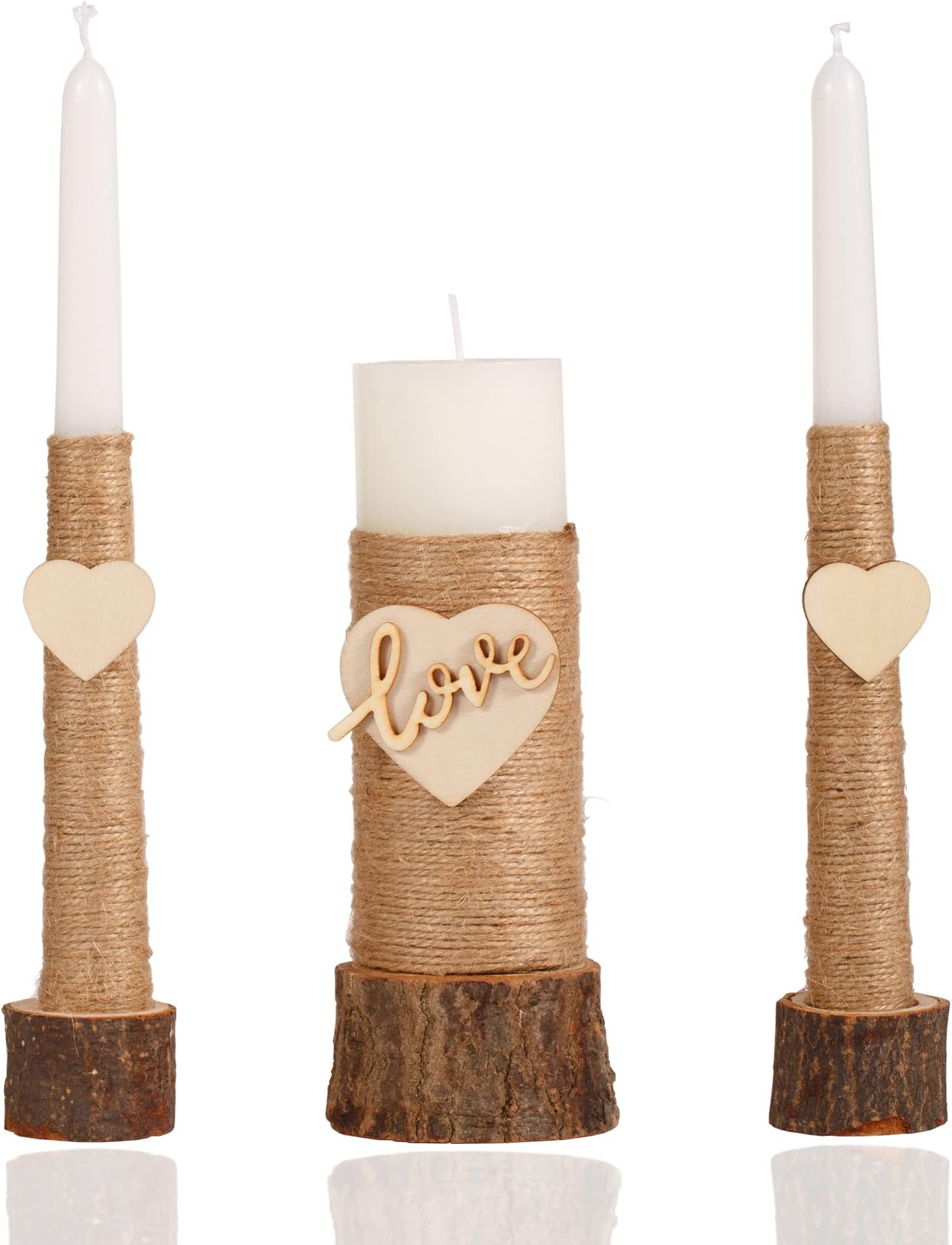 Amazon.com: Rustic Wedding Candles Rustic Unity Candle Set Wedding ...