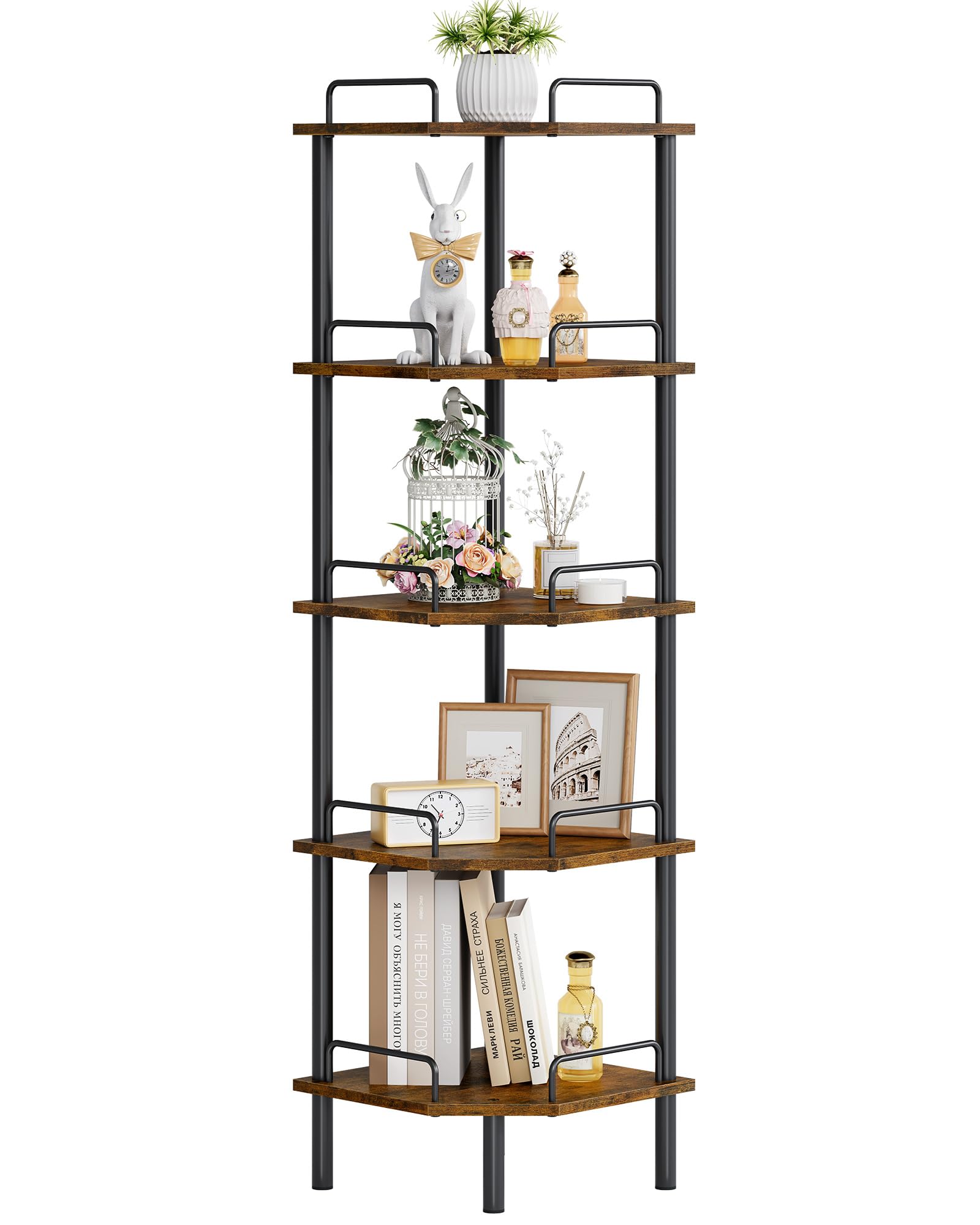 Amazon.com: Tajsoon Corner Shelf Stand, 5 Tier Industrial Corner ...