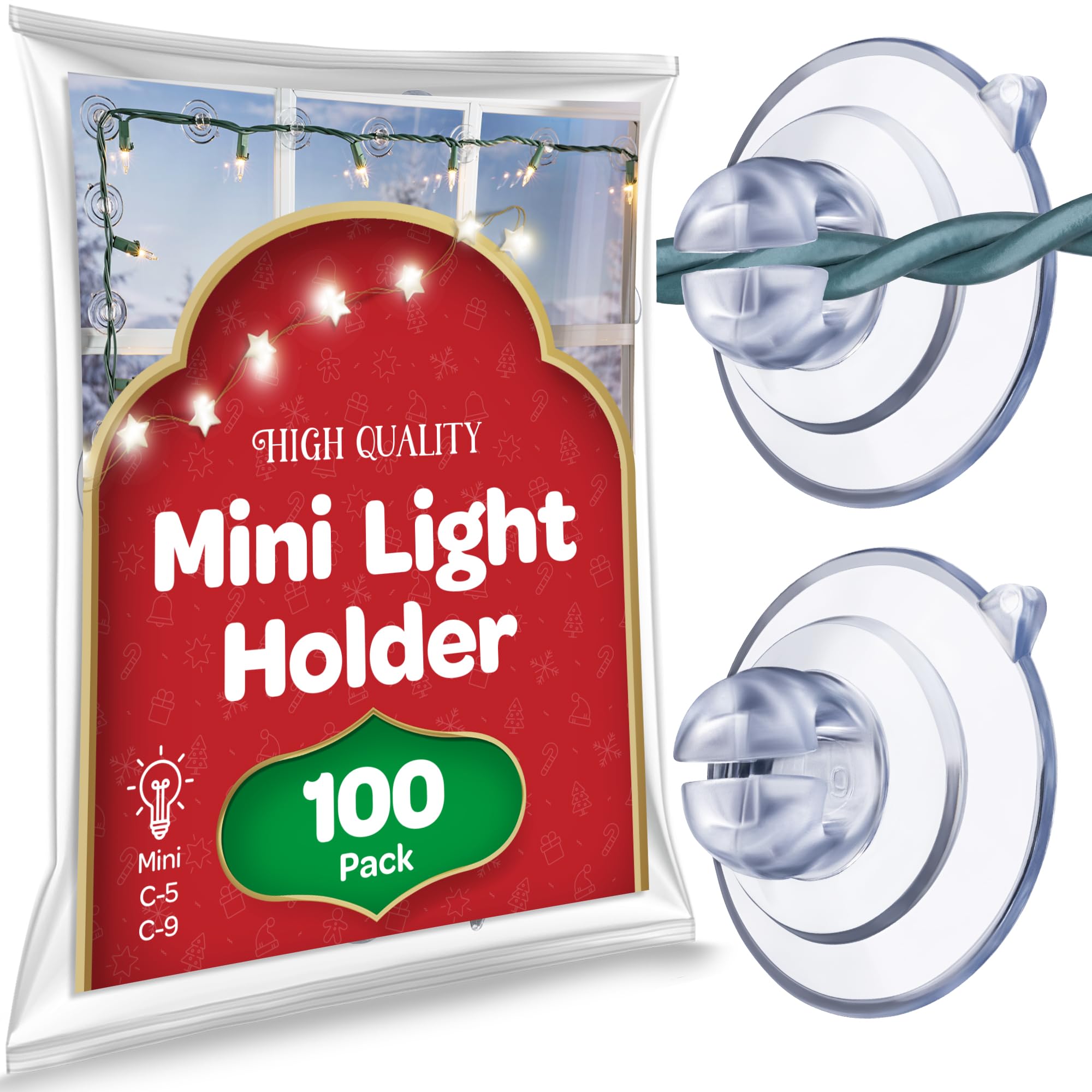 Amazon.com: SEWANTA Christmas Light Suction Cups [100 Pack] Mini Light ...