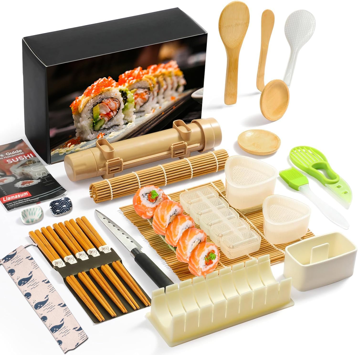 Sushi Making Kit Sushi Maker Set, 24 in 1 [Parent-Child] Sushi Kit for Beginners/Pros Sushi ...