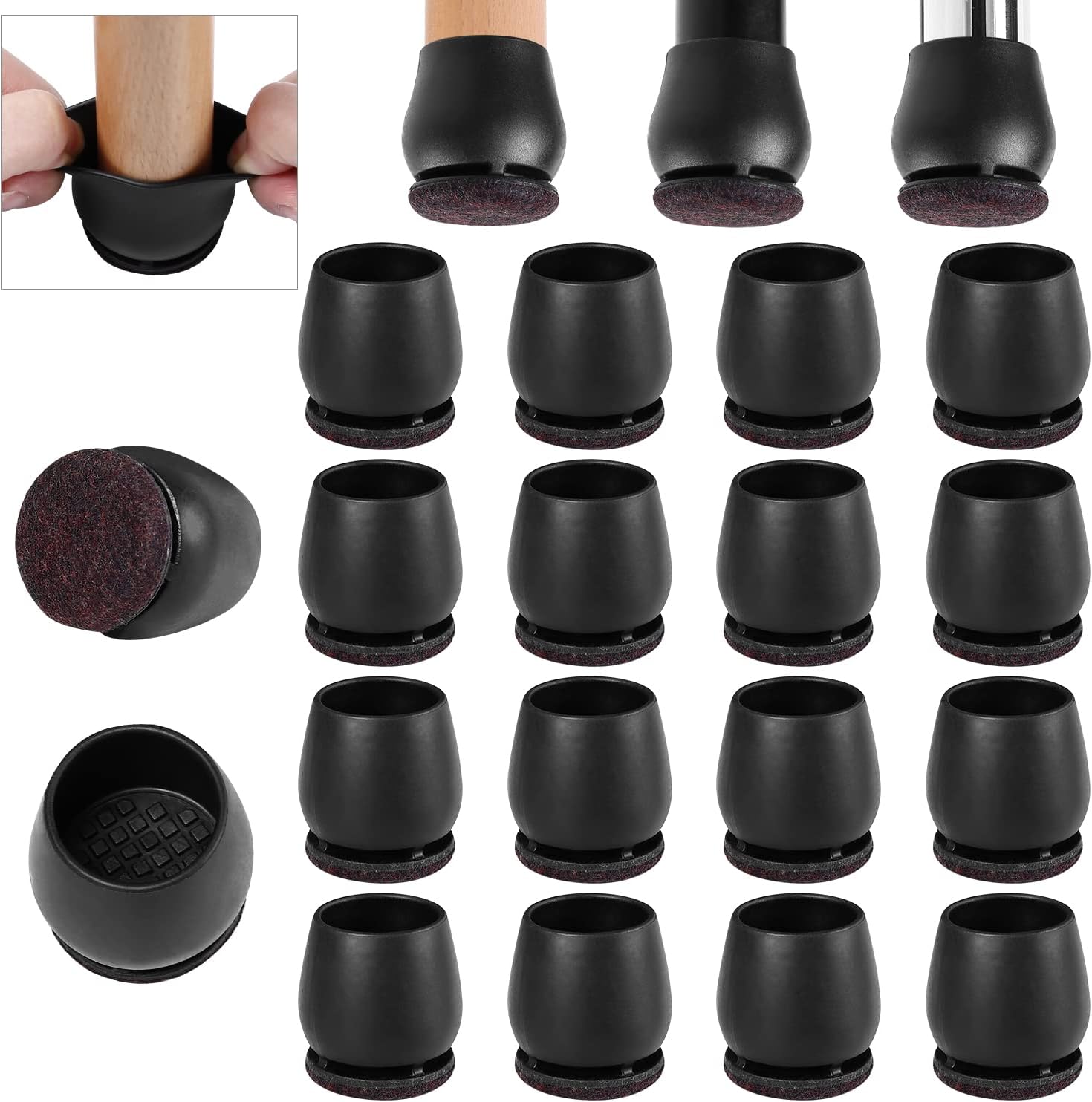 24 PCS Chair Leg Floor Protectors for Hardwood Floors, Felt Furniture ...