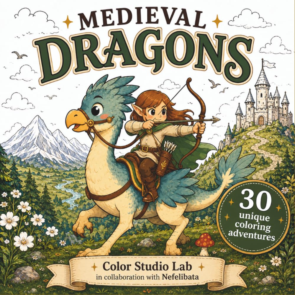 Amazon.com: Medieval Dragons: Cute Fantasy Coloring Book: 9798198901377 ...