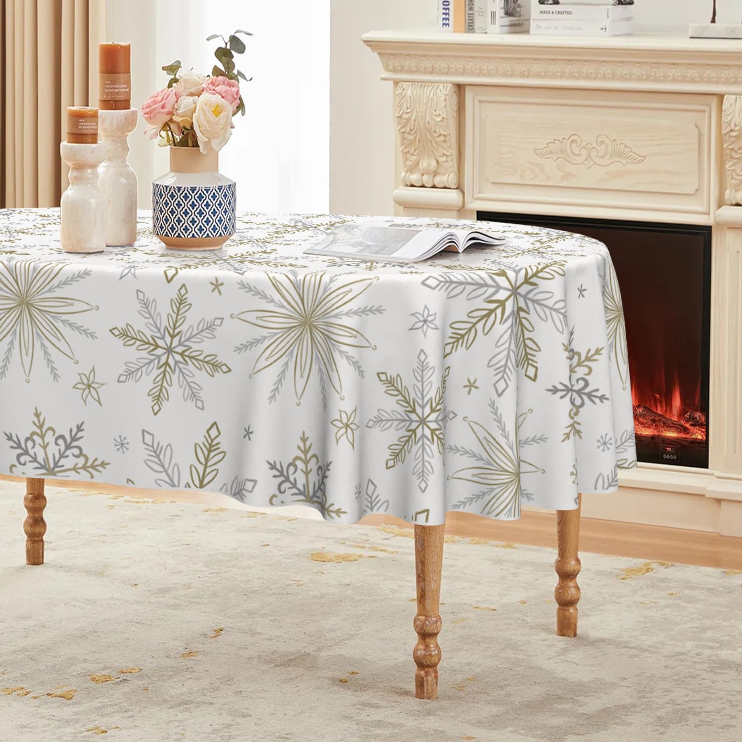 Amazon.com: Horaldaily Christmas Tablecloth 60×84 Inch Oval, Simple ...