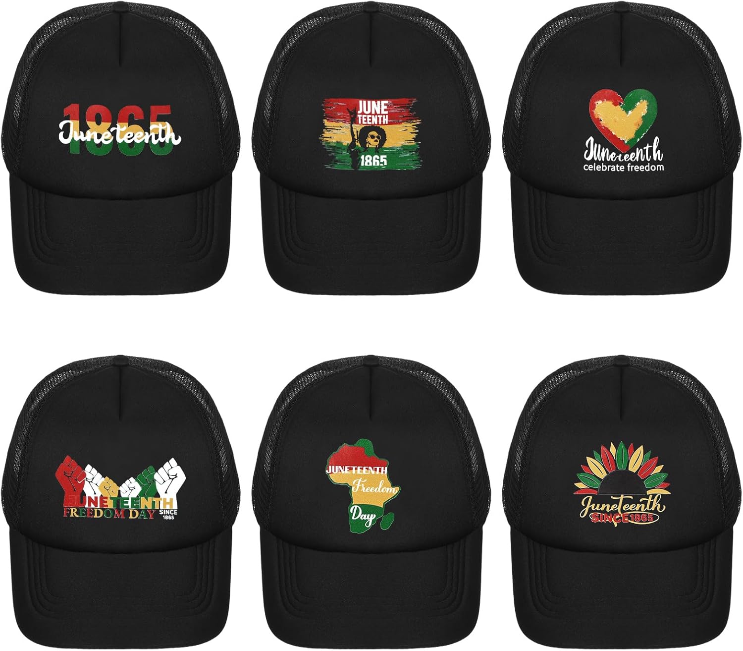 Hercicy 6 Pcs Juneteenth Trucker Hats Juneteenth Decorations Black Hats ...