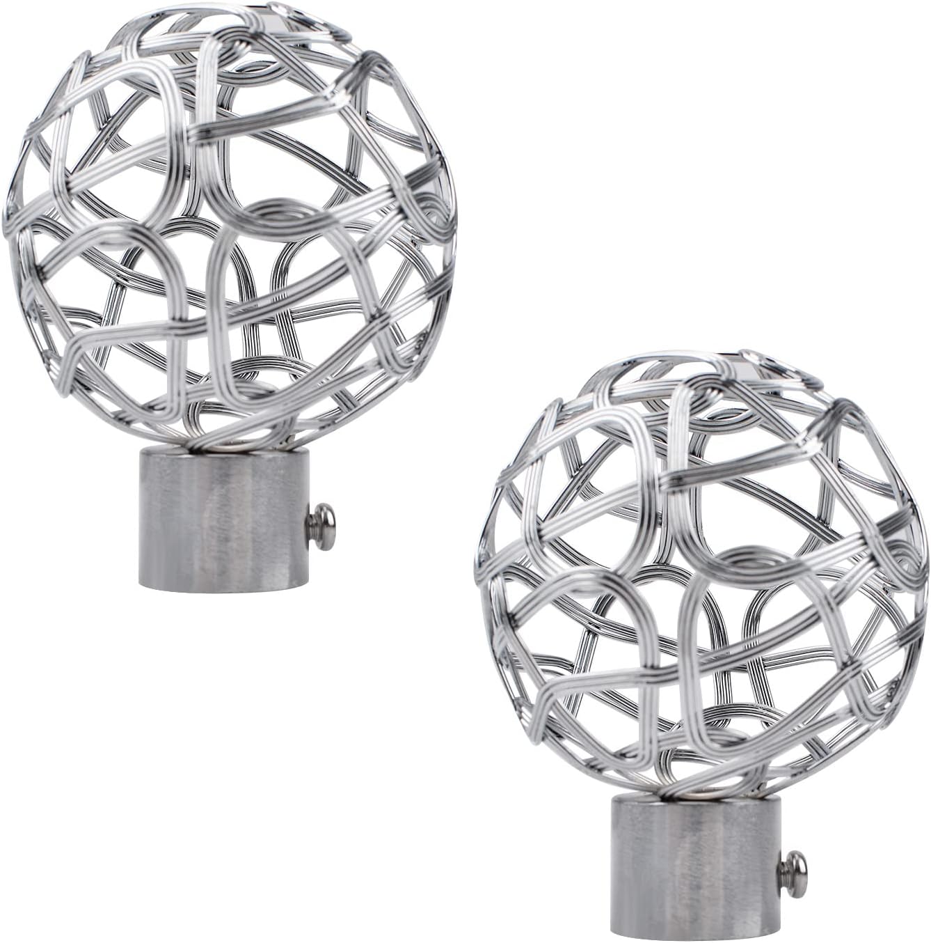 Amazon.com: UFURMATE Curtain Finials, 2Pcs Silver Drapery Rail Pole ...