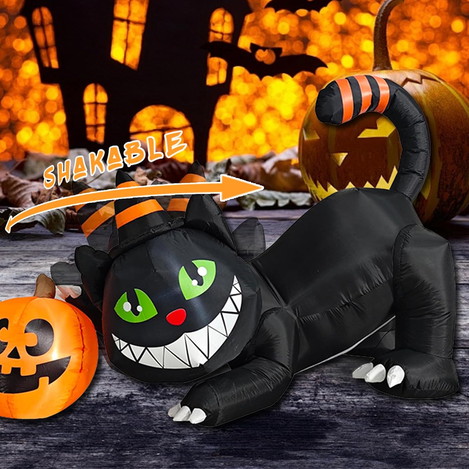 Amazon.com: 4.5 FT Halloween Inflatables Black Cat Outdoor Decorations ...
