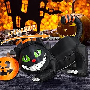 Amazon.com: 4.5 FT Halloween Inflatables Black Cat Outdoor Decorations ...