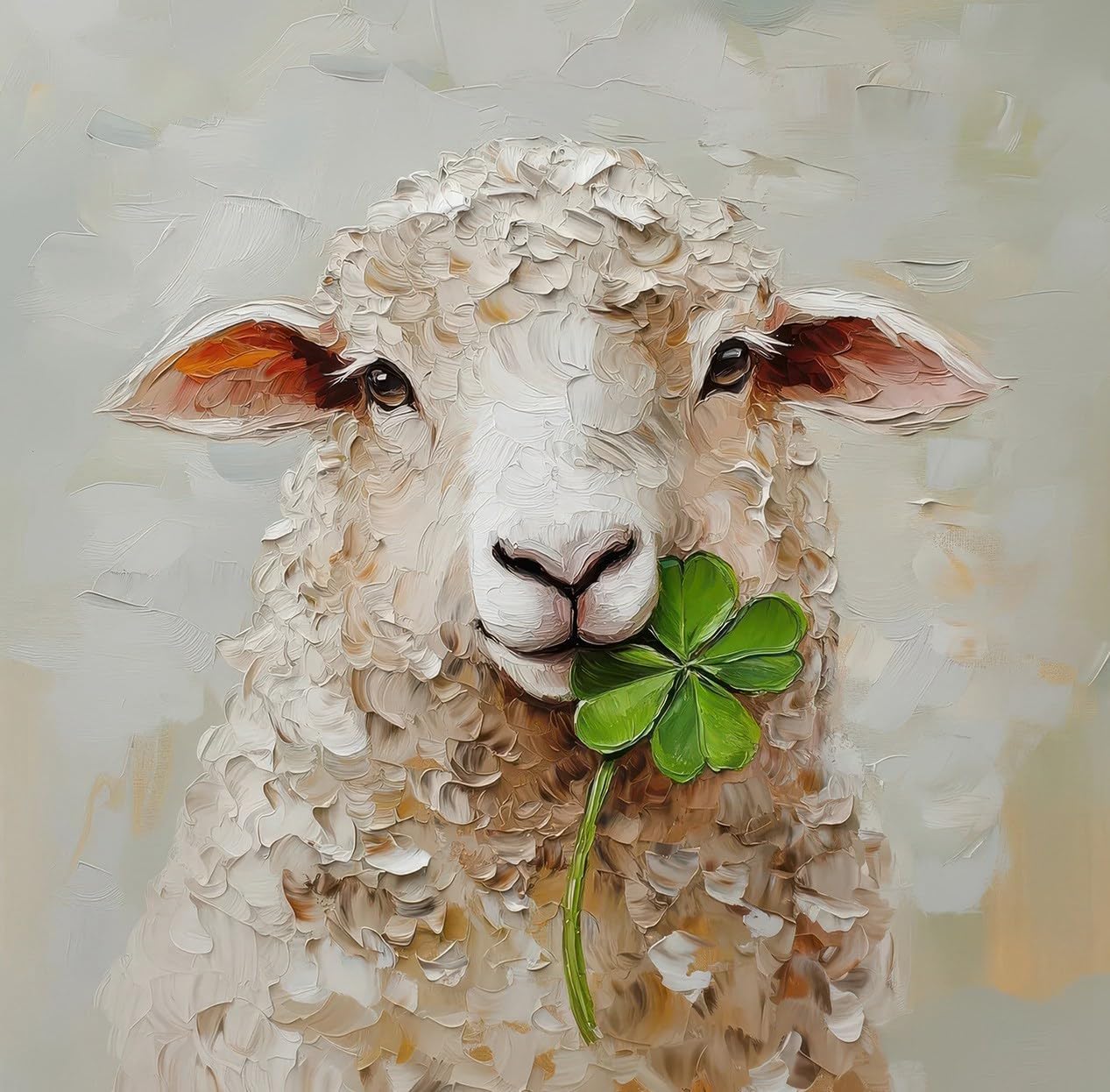 Amazon.com: HONGRUHUO Vintage festival Wall Art Four Leaf Clover Sheep ...