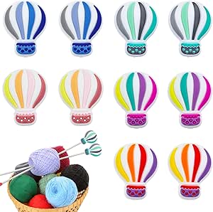 Amazon.com: 10 Pack Colorful Hot Air Balloon Knitting Needle Stoppers ...