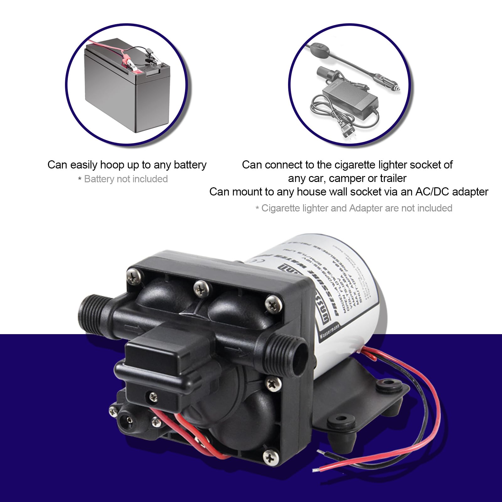 Snapklik.com : WASSERMANN RV Water Pump 12 Volt DC 3.0GPM 55PSI ...