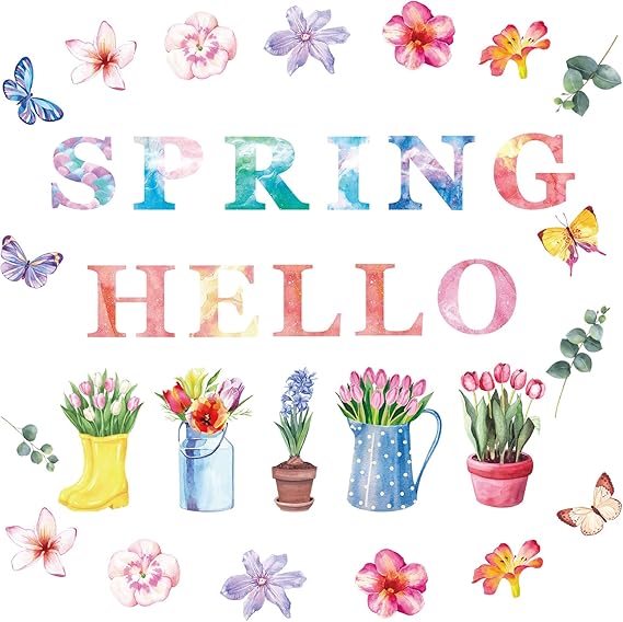 Amazon.com: Ferraycle 68 Pcs Hello Spring Cut Outs with 100 Pcs Glue ...
