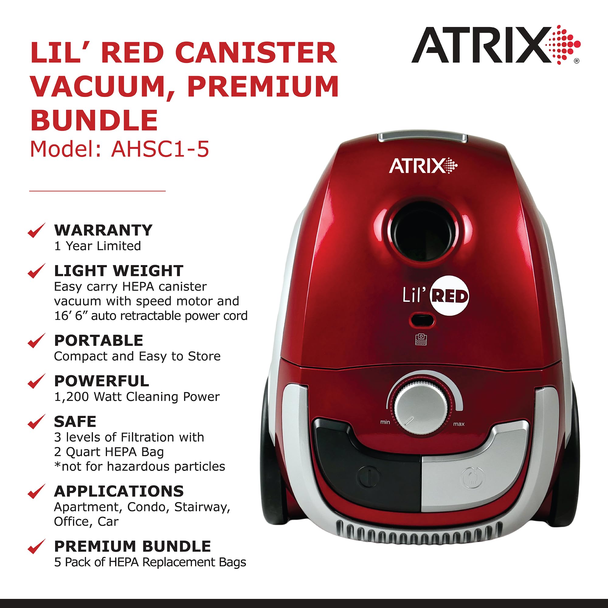 Snapklik.com : Atrix Red Lil Portable Canister Vacuum Cleaner Premium ...