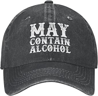 OCTOTAR May Contain Alcohol Hat Men Dad Hats with Design Caps Black at Amazon Men’s Clothing store