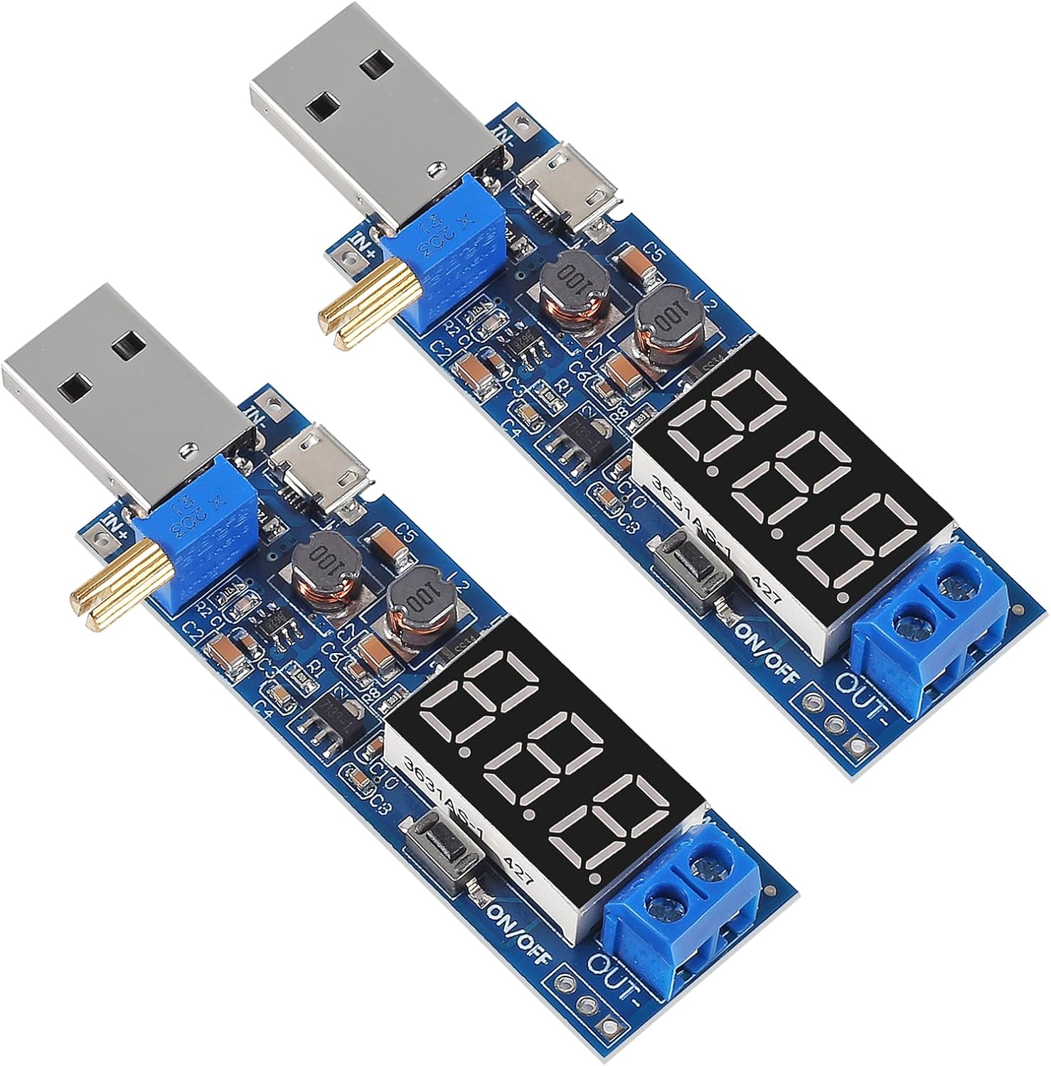 Amazon.com: XIITIA 2pcs USB Buck Boost Converter 3.5V-12V to 1.2V-24V ...