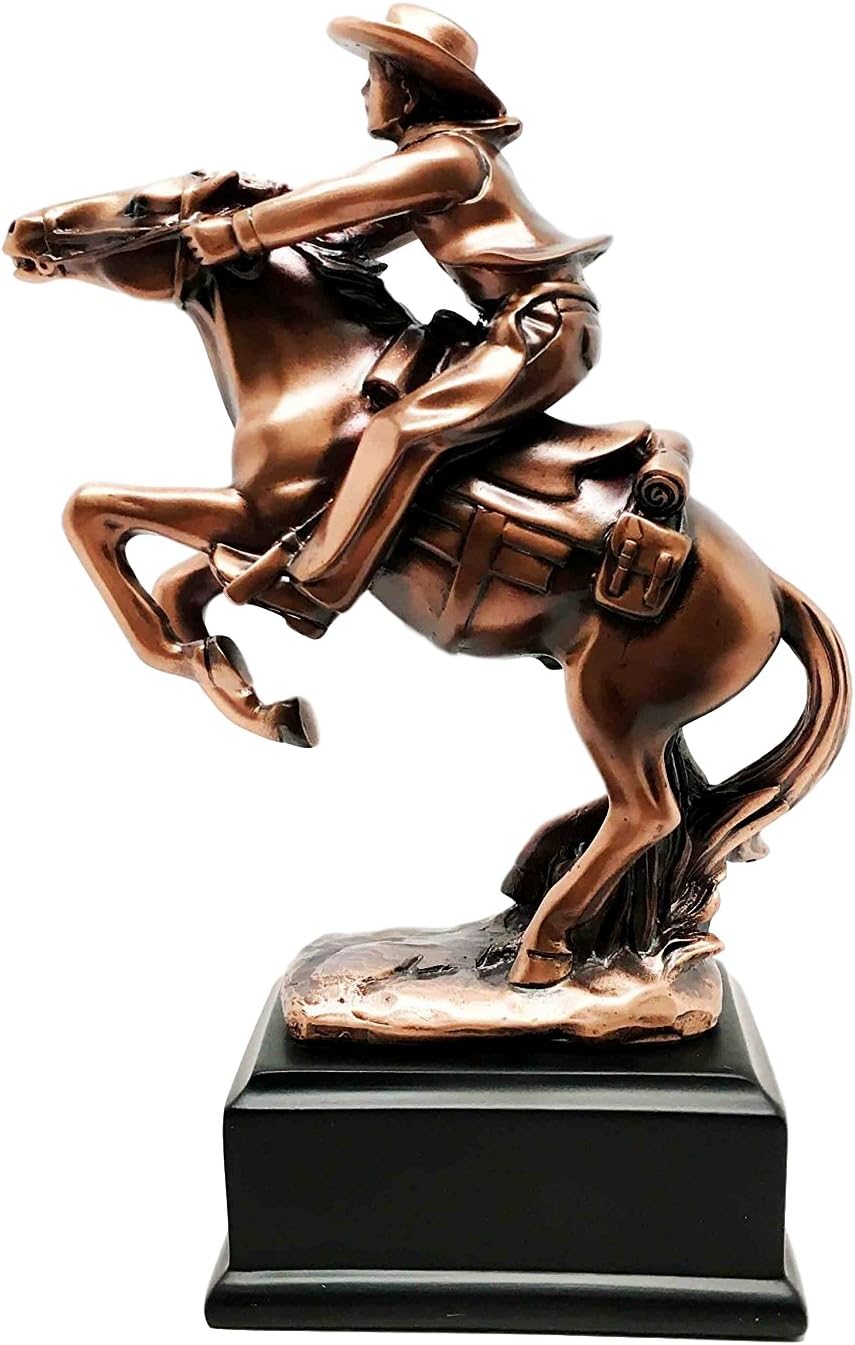 Amazon.com: Ebros Wild West Cowboy With Rearing Horse Statue In Bronze ...