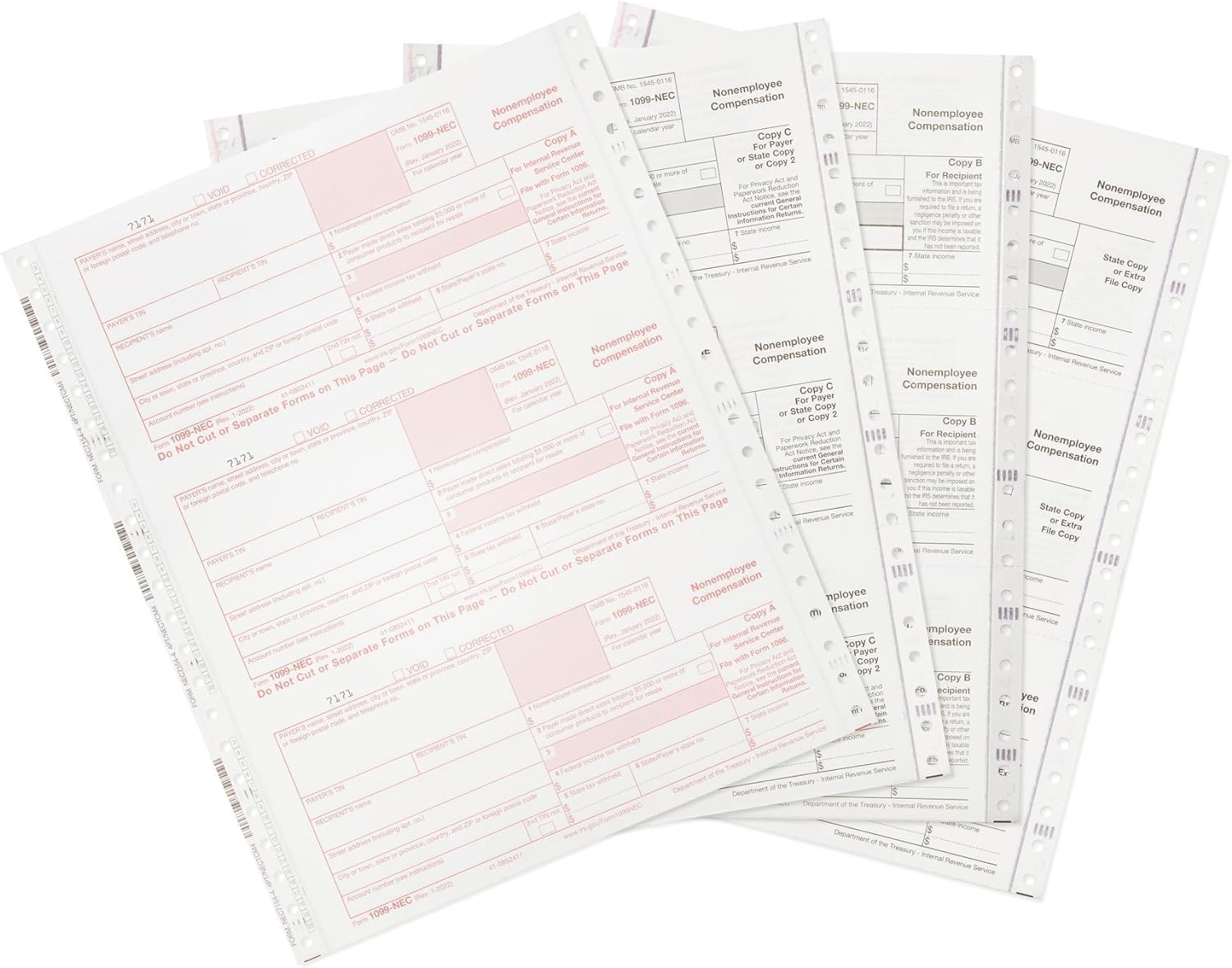 Amazon.com : Continuous 1099-NEC 3 Part Carbonless 2024 Tax Forms for ...