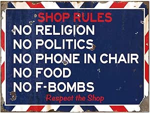 Amazon.com: Barber Shop Rules Distressed Decal 24 x 18 Peel and Stick ...