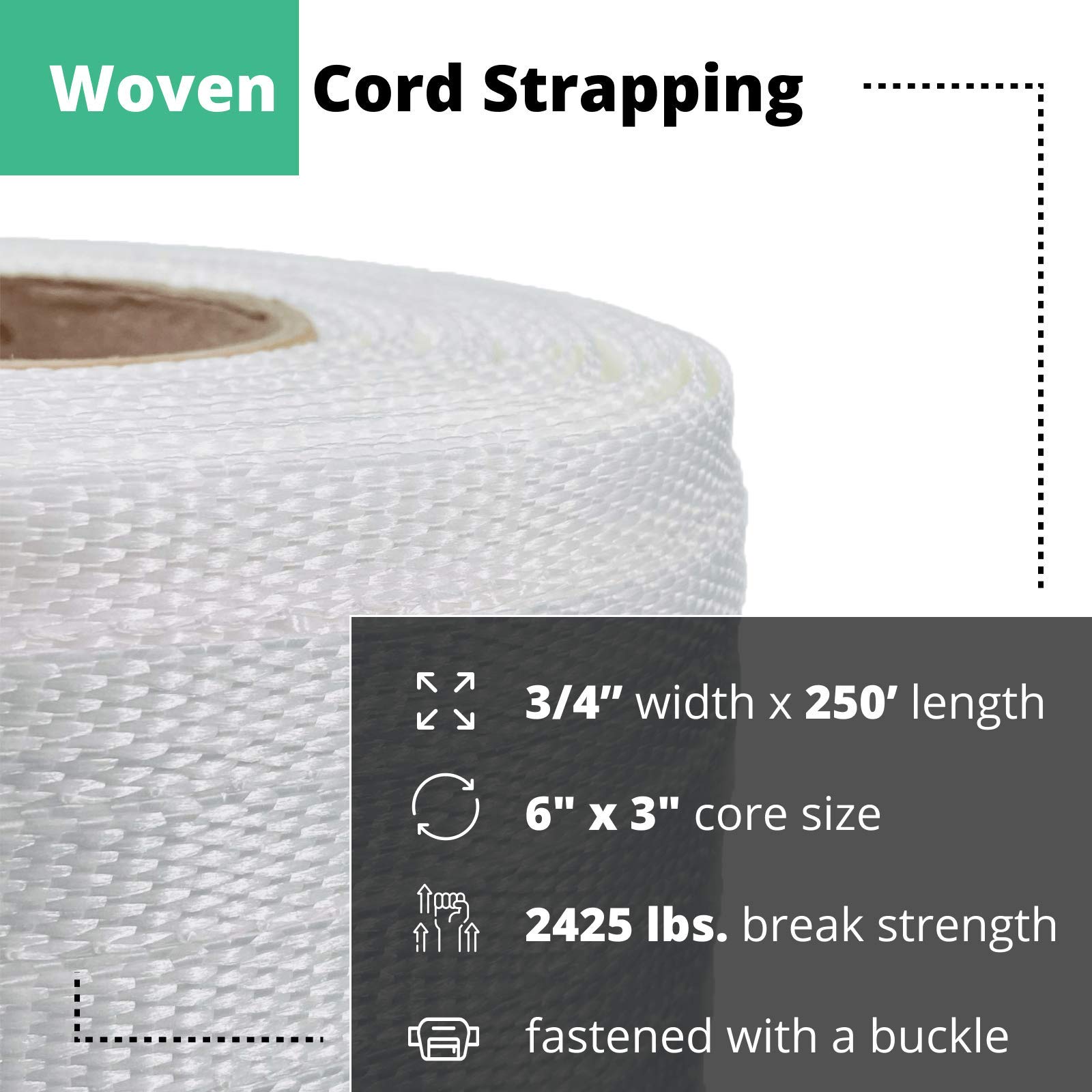 IDL Packaging - CW.34.M-1 Flat Rope 3/4" x 250' HD Woven Cord Strapping ...
