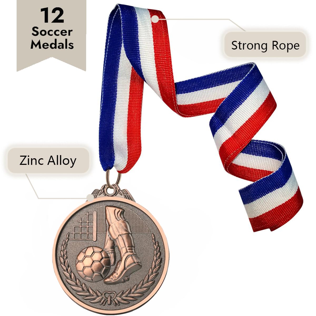 Snapklik.com : ENASGLOO 12 Pieces Soccer Award Medals Metals Bronze ...