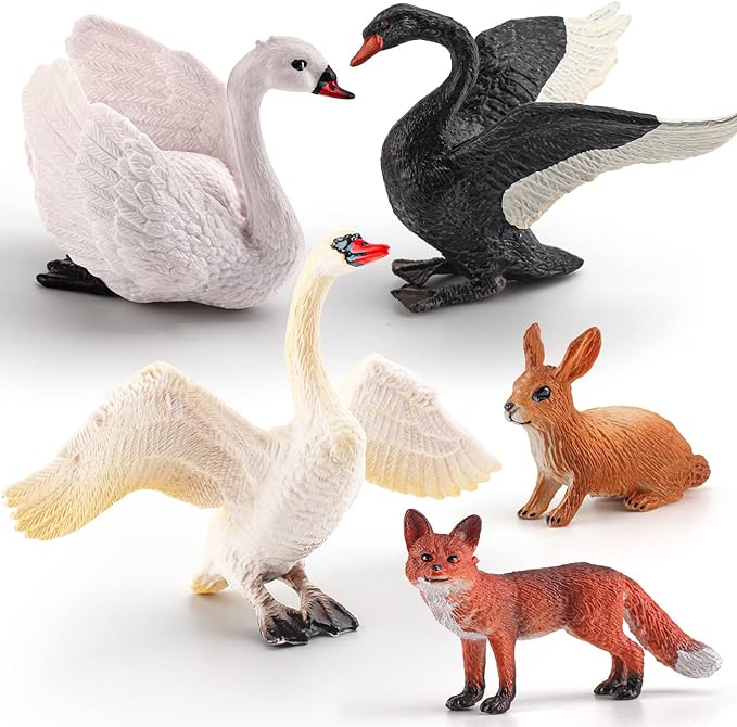 Amazon.com: LC JoyCre 5PCS Swan Figurine Black Swan Figure Goose Toy ...