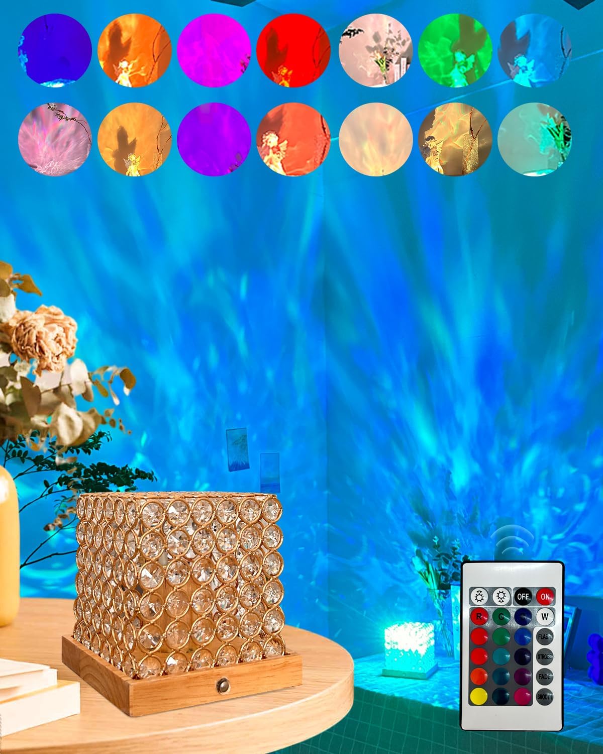 Ocean Wave Light Projector,Crystal Table Lamp Touch Control,Water Wave ...