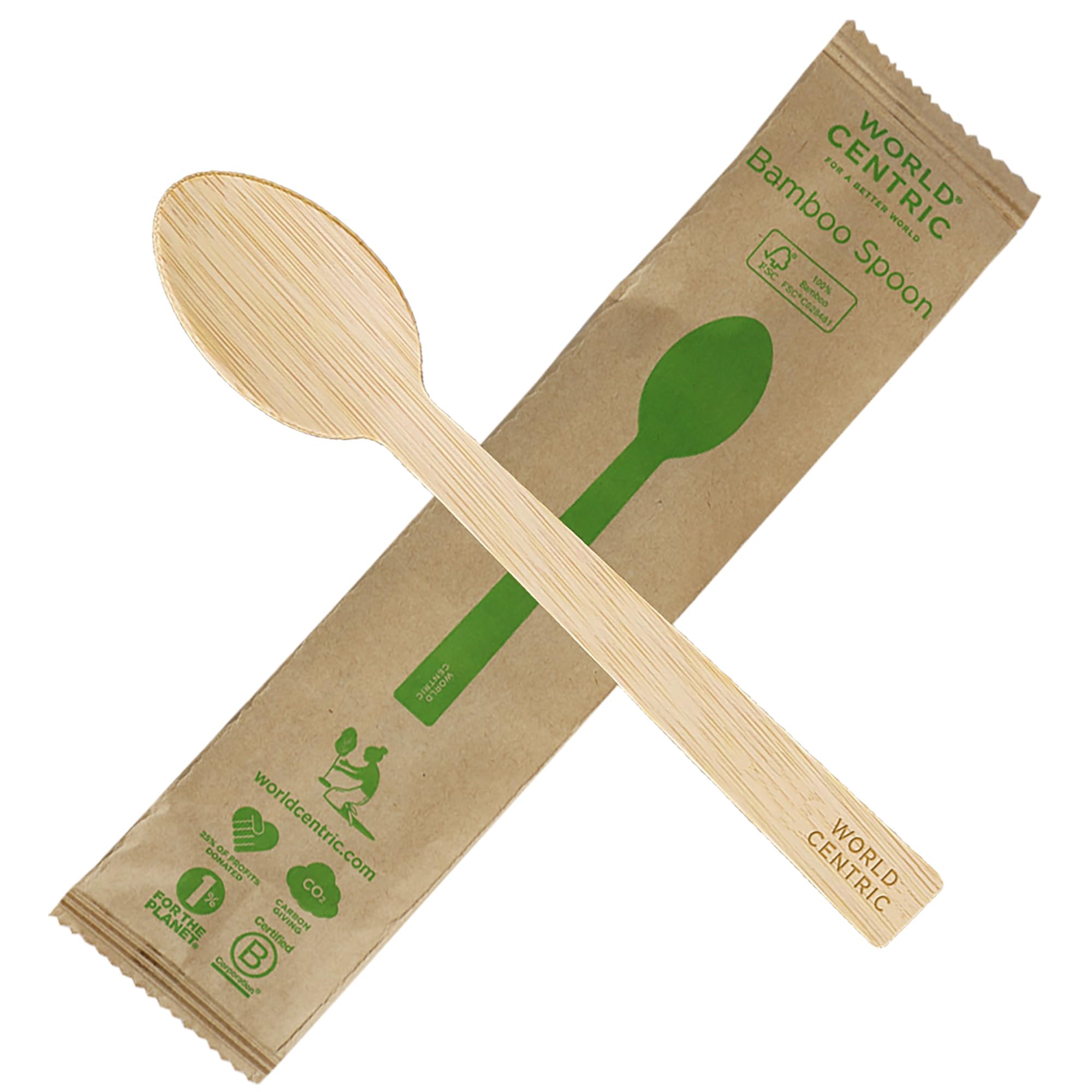 Amazon.com: World Centric 6.7" Disposable Bamboo Spoons - Wrapped - Case of 750 - FSC® Certified ...