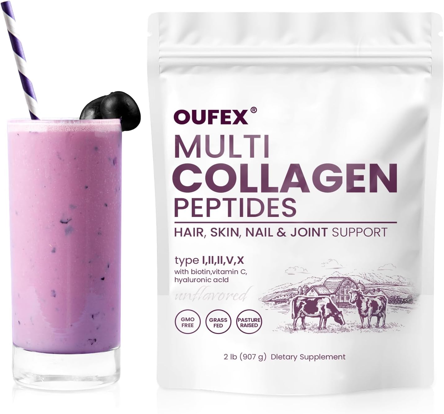 Amazon.com: OUFEX Multi Collagen Peptides Powder, Collagen Peptides for ...