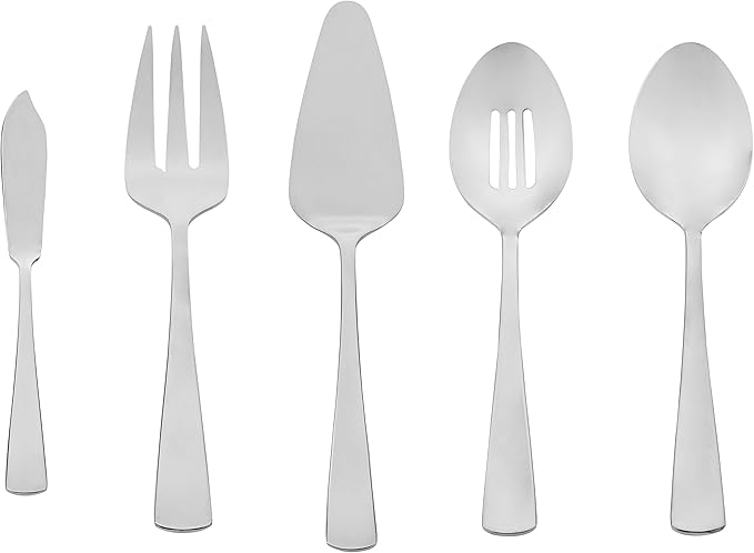Amazon.com | Amazon Basics 5-Piece Stainless Steel Serving Set with ...