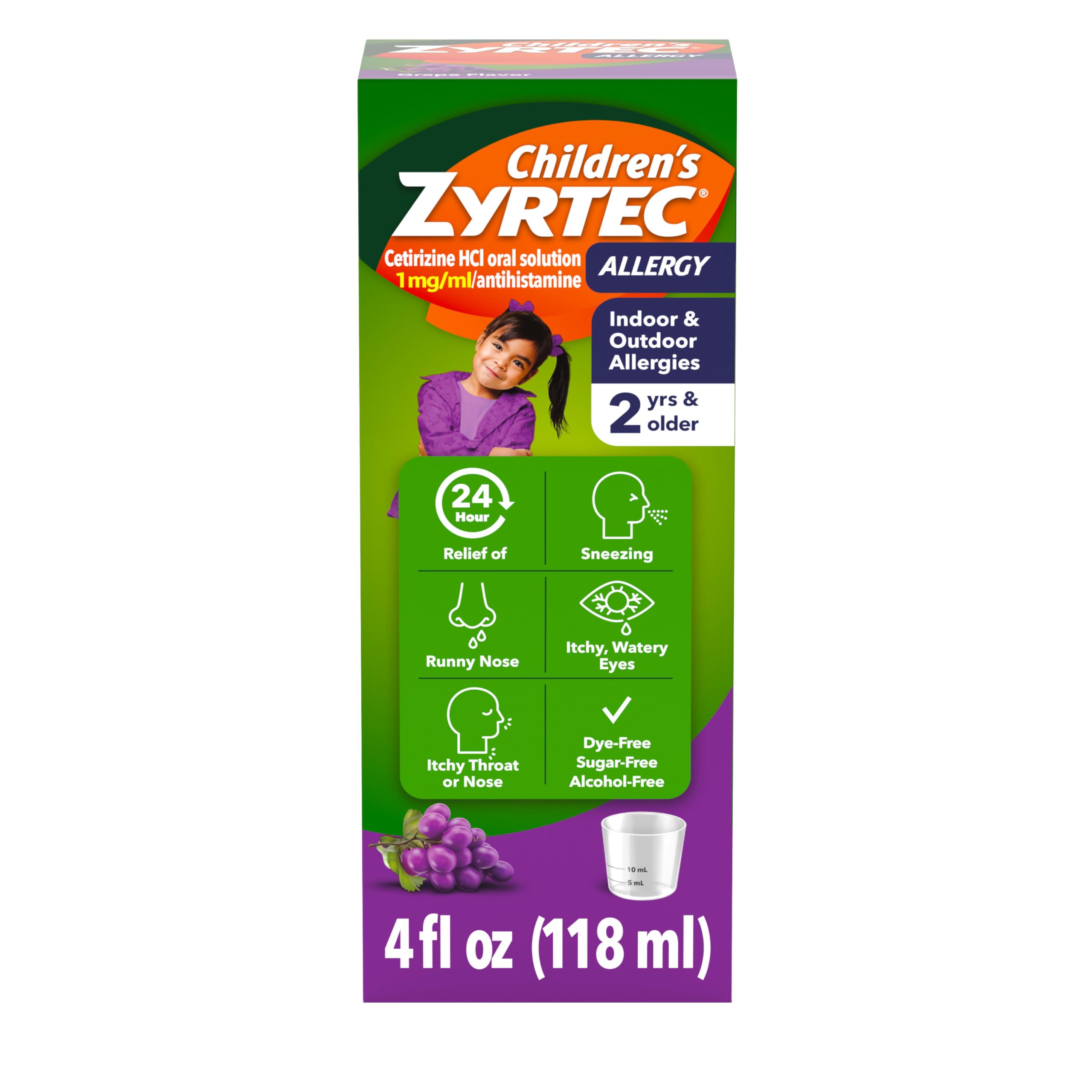 Snapklik.com : Childrens Zyrtec 24 Hour Allergy Relief Syrup, 5 Mg ...