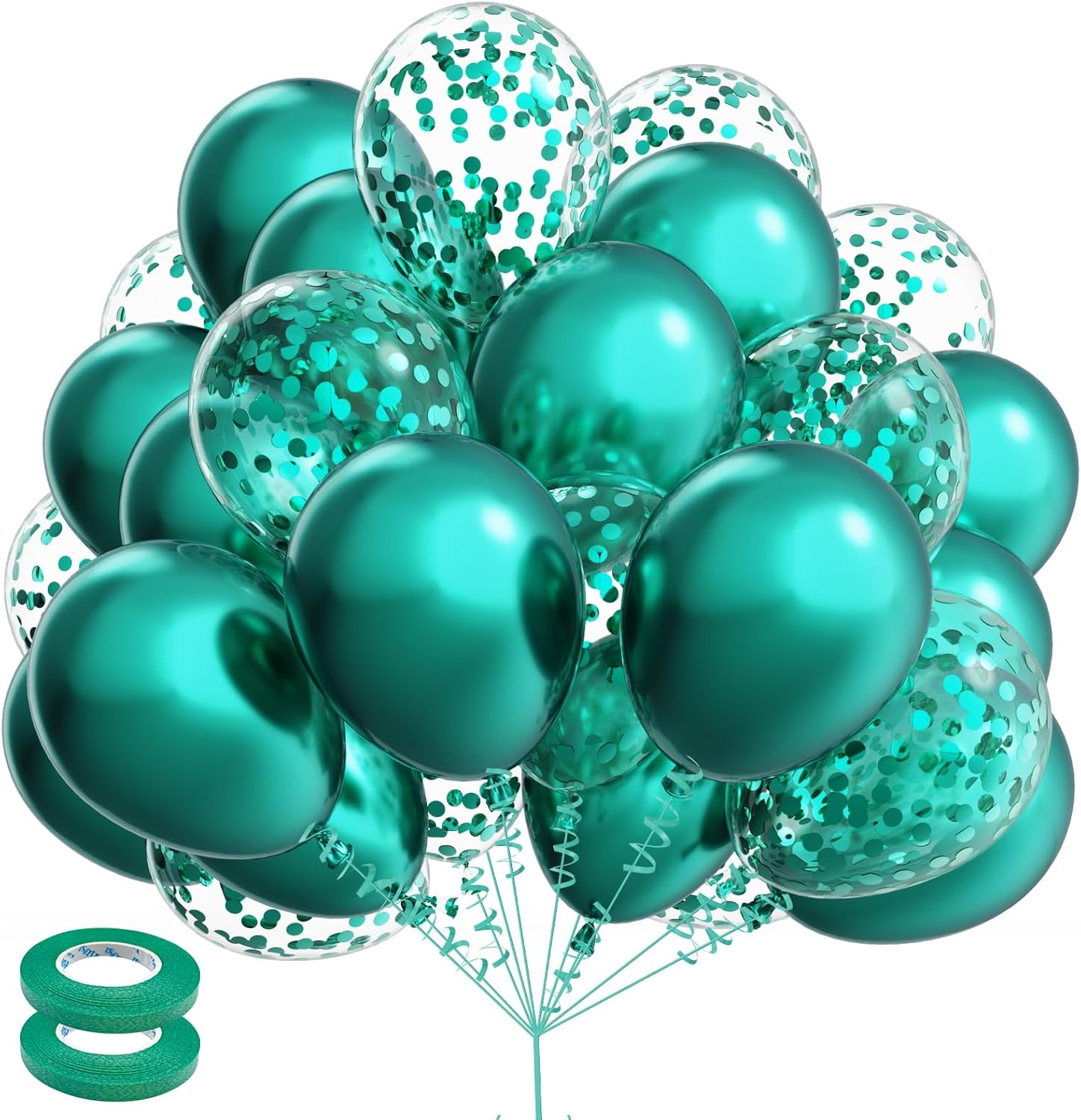 Kelfara Globos verdes metálicos, 60 globos de látex de 12 pulgadas de ...