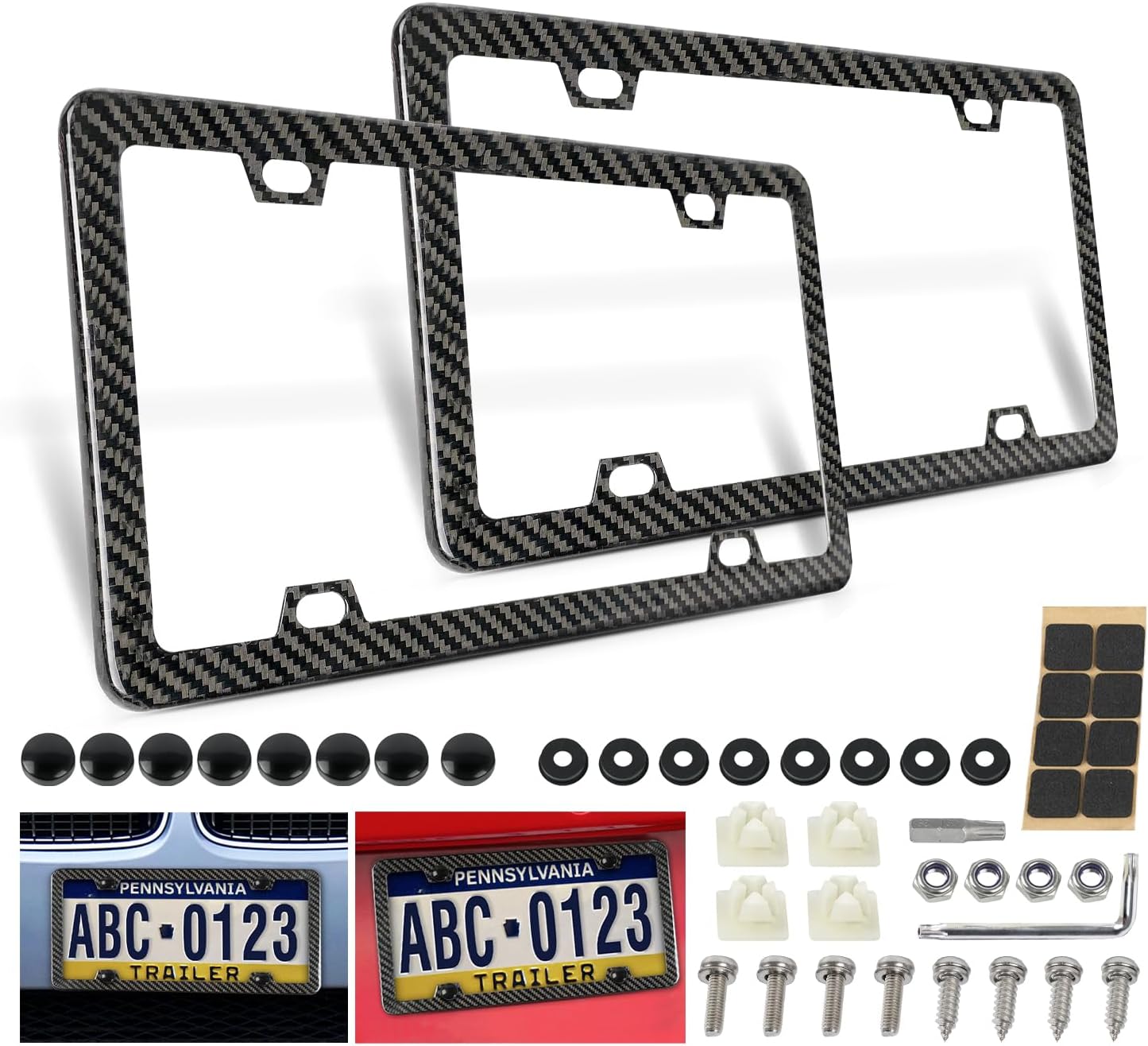 Amazon.com: KARTONMOTOR Real Carbon Fiber License Plate Frames for US car License Plate Frame ...