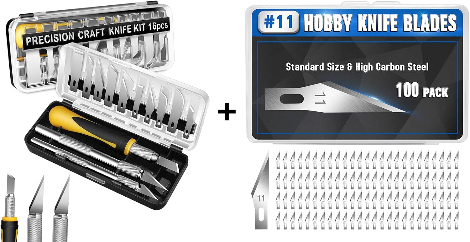 Amazon.com: DIYSELF 16-Piece Craft Knife Set with 100 Pack Exacto Knife ...