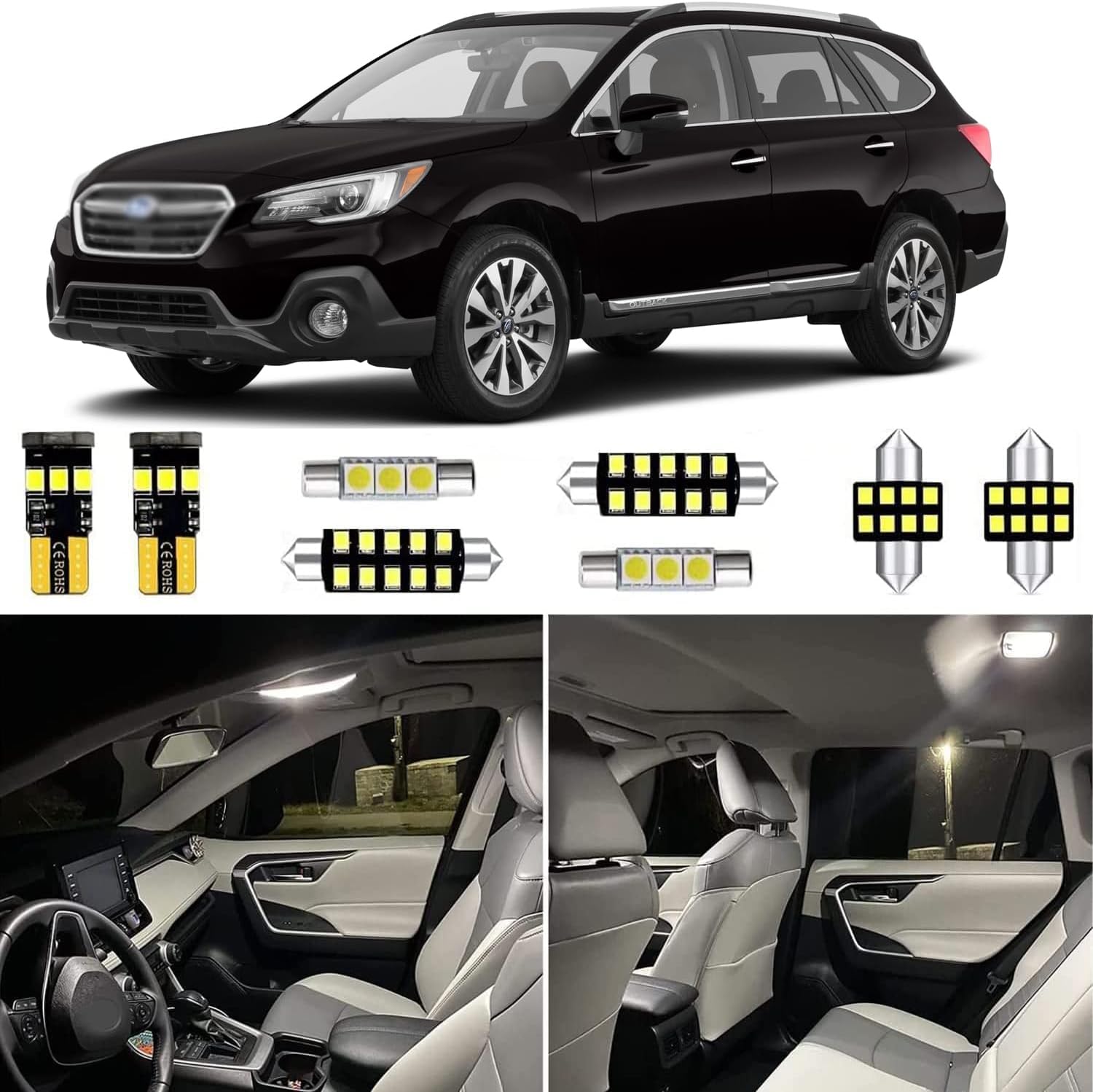 12pcs White Interior LED Lights Kits for 2014-2019 Subaru Outback 6000K ...