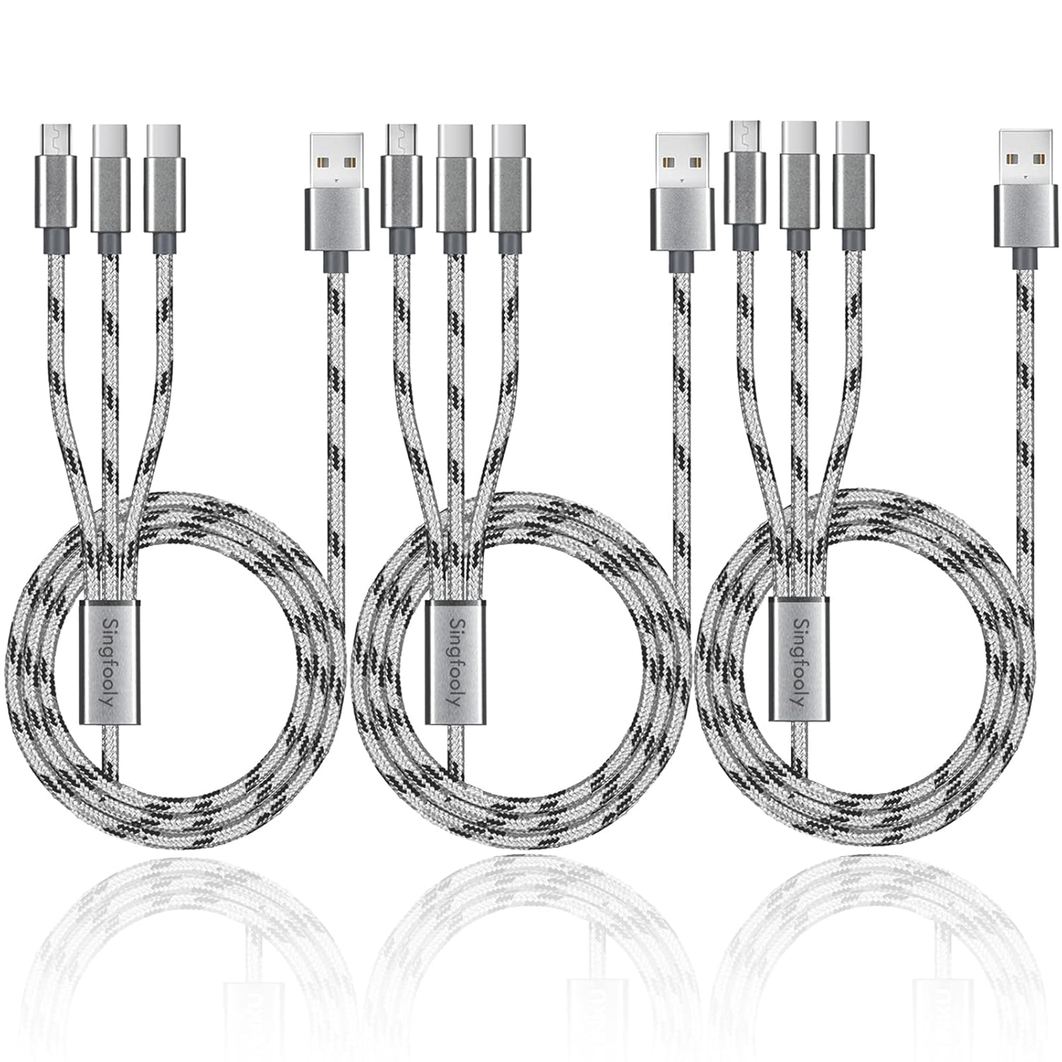 Amazon.com: Singfooly Multi Charging Cable, 3pack USB Cable 2.5A 1FT ...