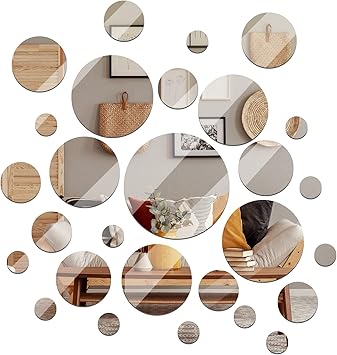 Amazon.com: Sawysine Mirror Wall Stickers Acrylic Mirror Setting Round ...